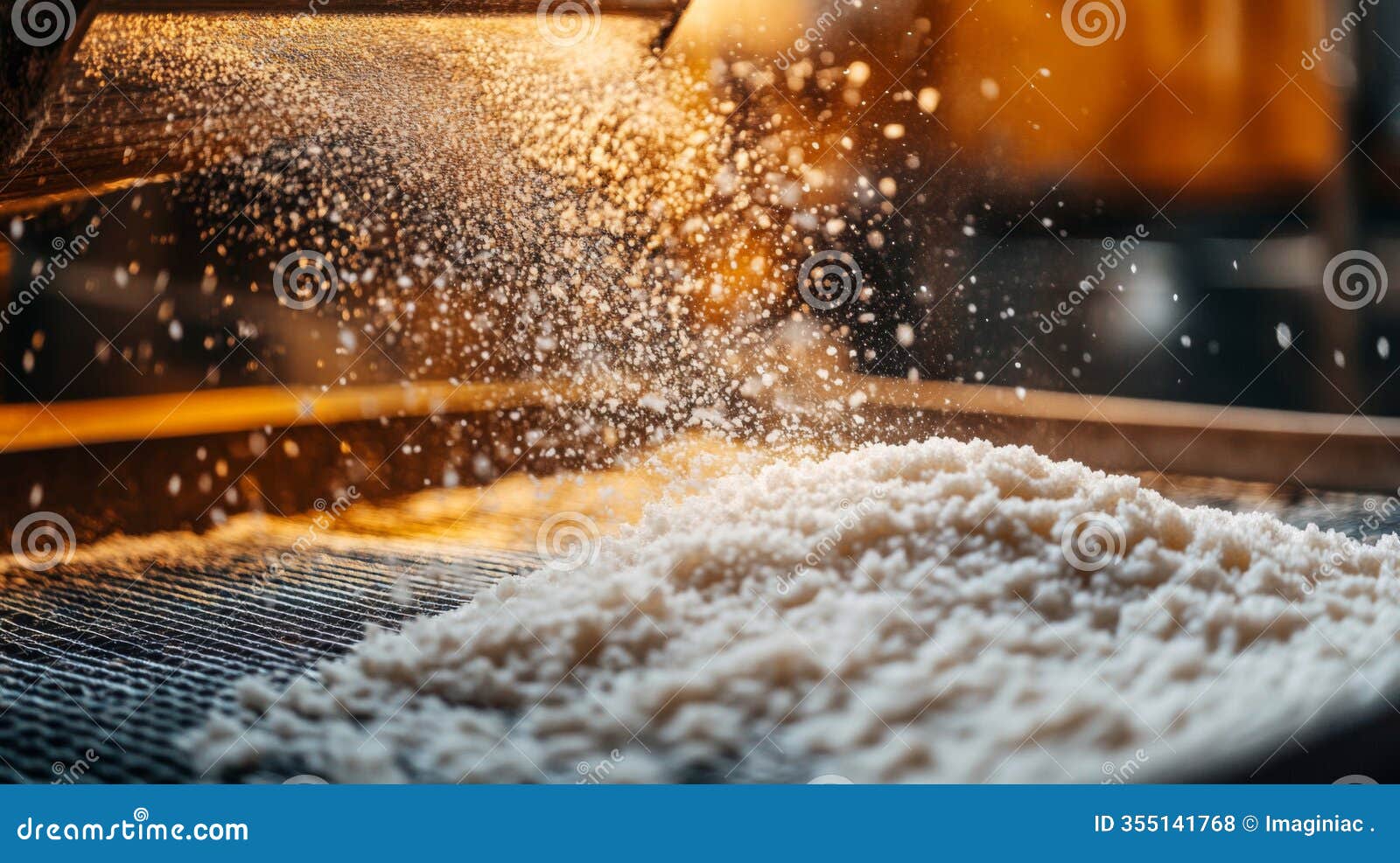 Flour Sifting through Industrial Sieve Process Stock Photo - Image of ...