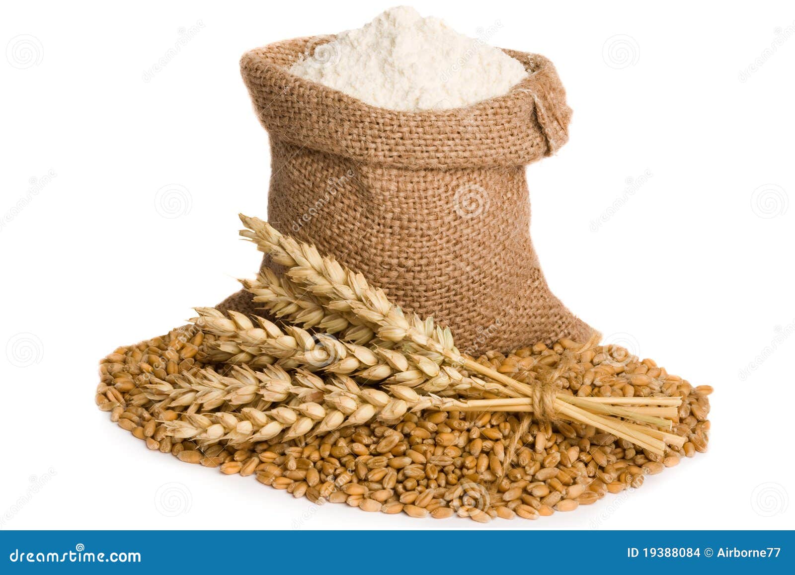 Flour in small burlap sack stock photo. Image of bread - 19388084