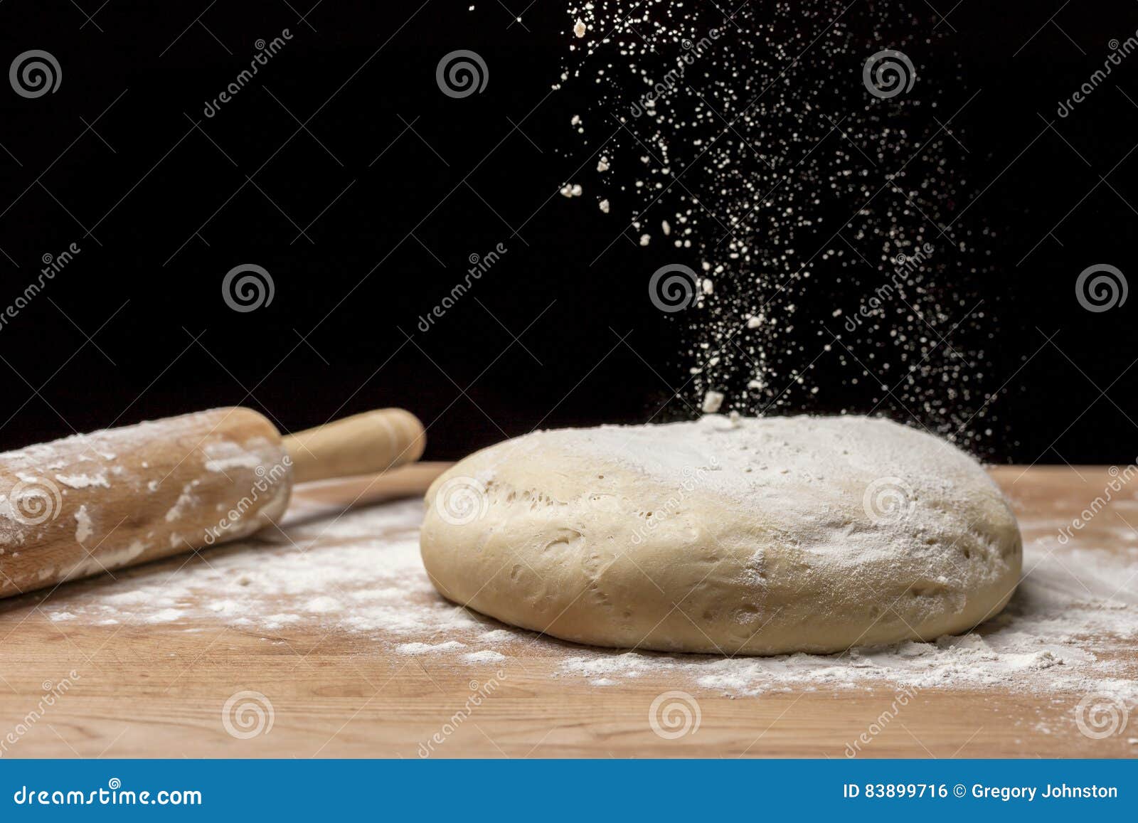 Flour sprinkled on dough. stock photo. Image of fresh - 83899716