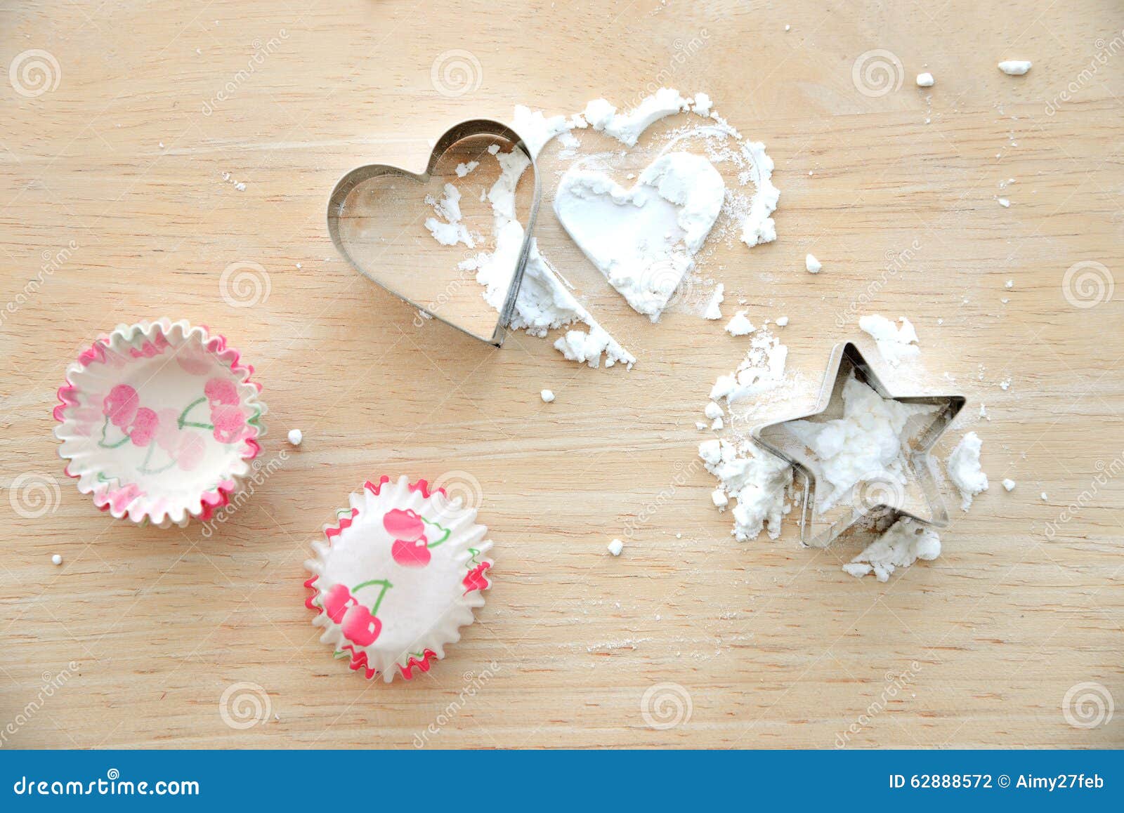 Flour with Star and Heart Shape Stock Photo - Image of preparation ...