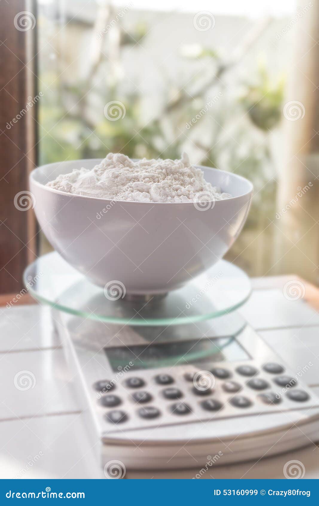 Flour on weighing scale stock image. Image of food, cook - 53160999