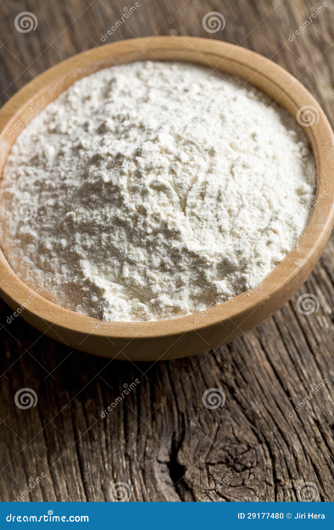 Flour in wooden bowl stock photo. Image of nature, organic - 29177480