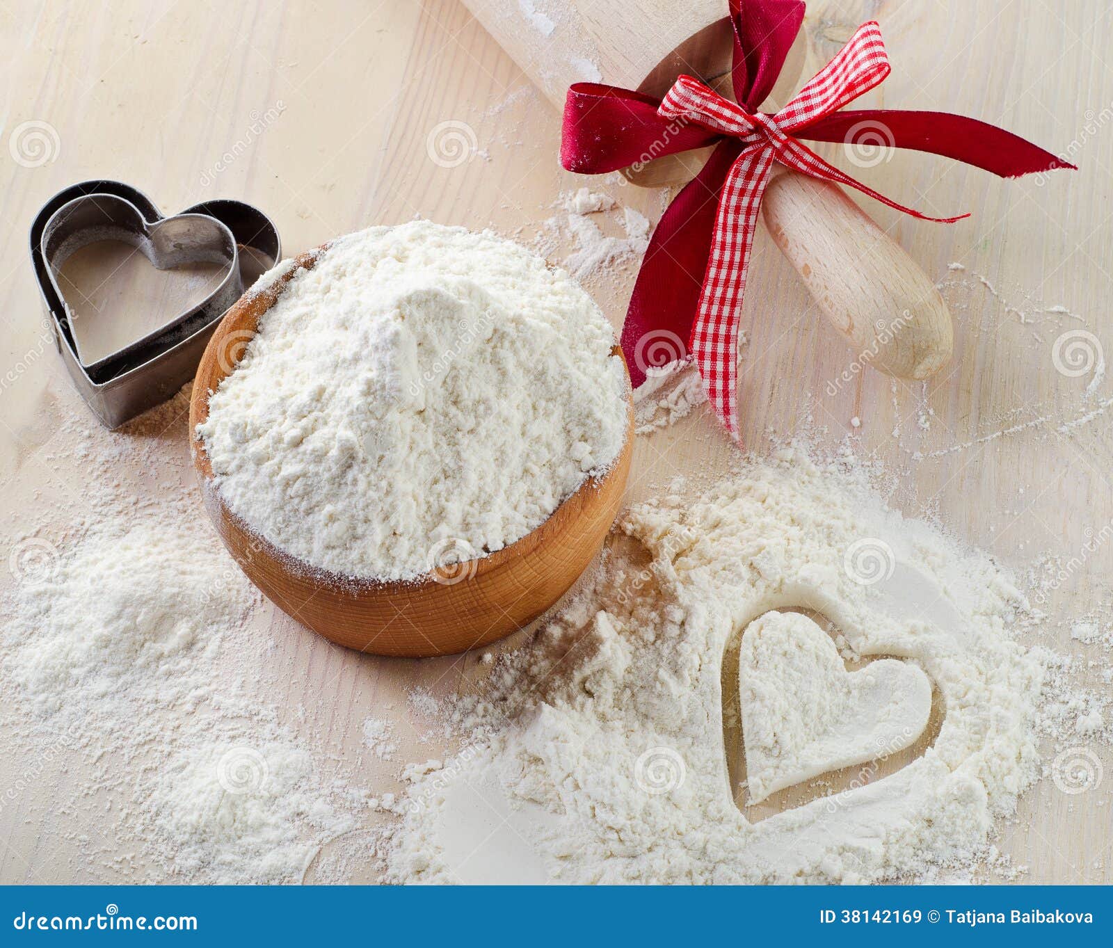 Flour on a wooden table. stock image. Image of wooden - 38142169