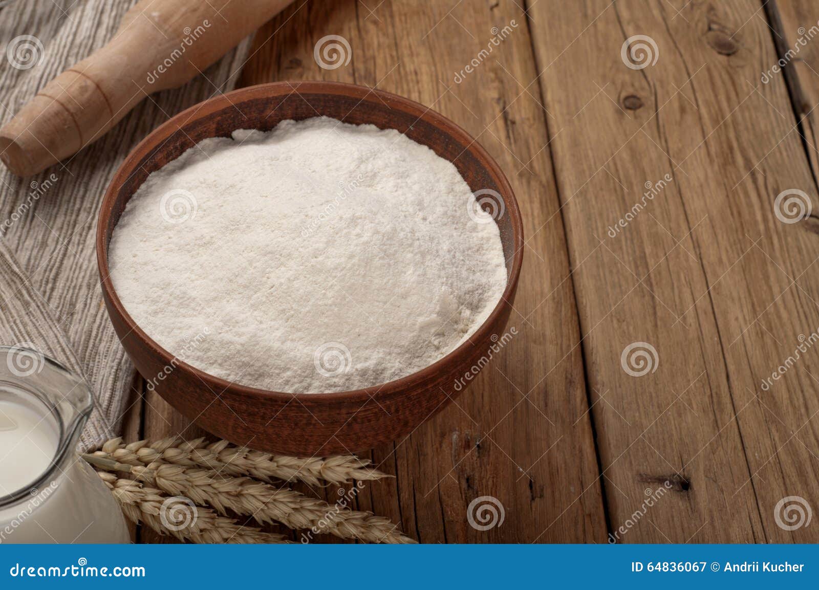 Flour on Wooden Table Closeup Stock Image - Image of grain, meal: 64836067