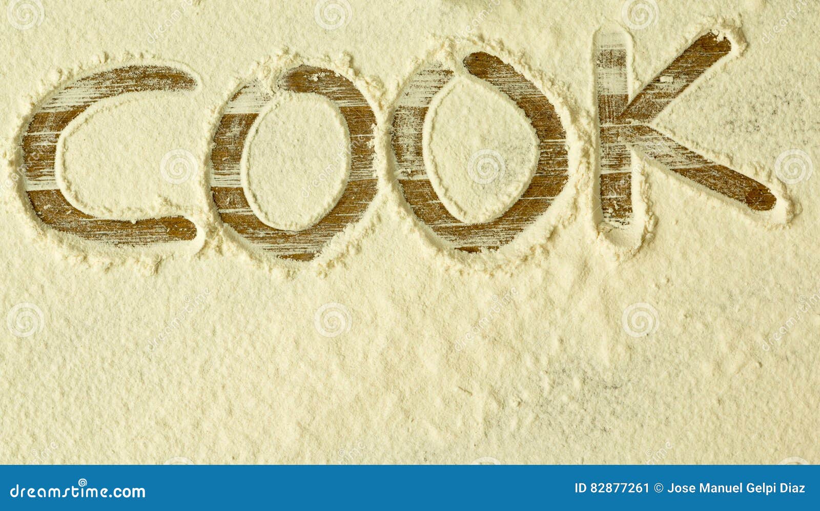 Flour with Writted Word COOK Stock Image - Image of copyspace, cooking ...