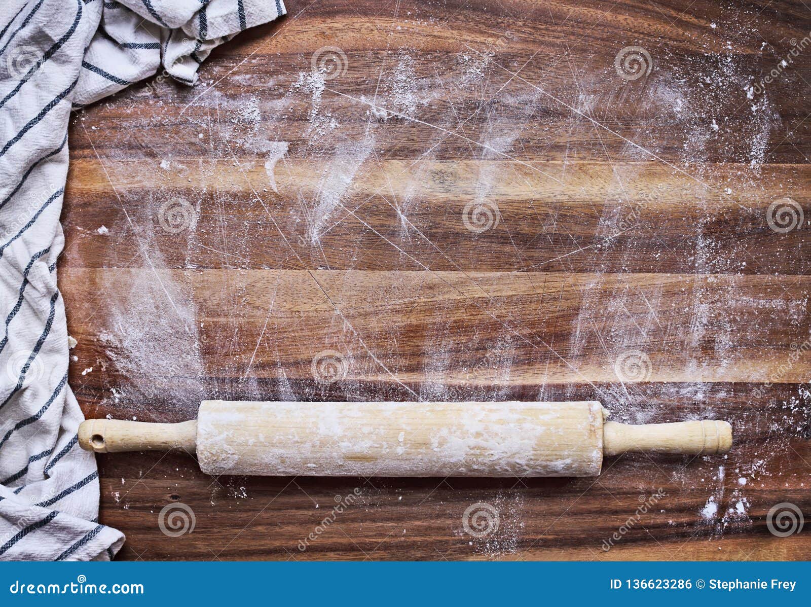 Floured Table Surface with Rolling Pin Stock Photo - Image of pastry ...