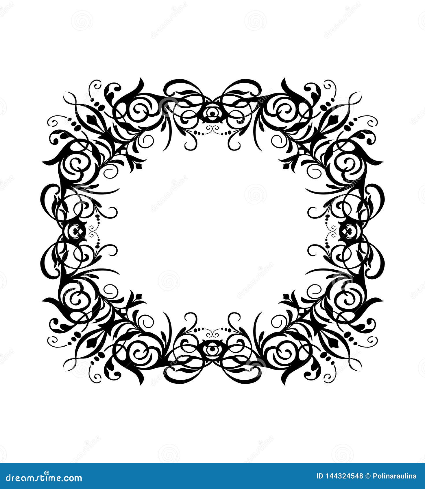 Vector Silhouette Vintage Black Rectangle Round Frame with Retro ...