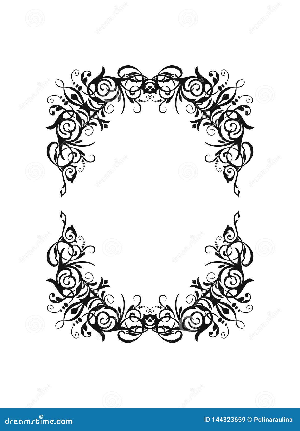 Vector Silhouette Vintage Black Rectangle Oval Frame with Retro ...