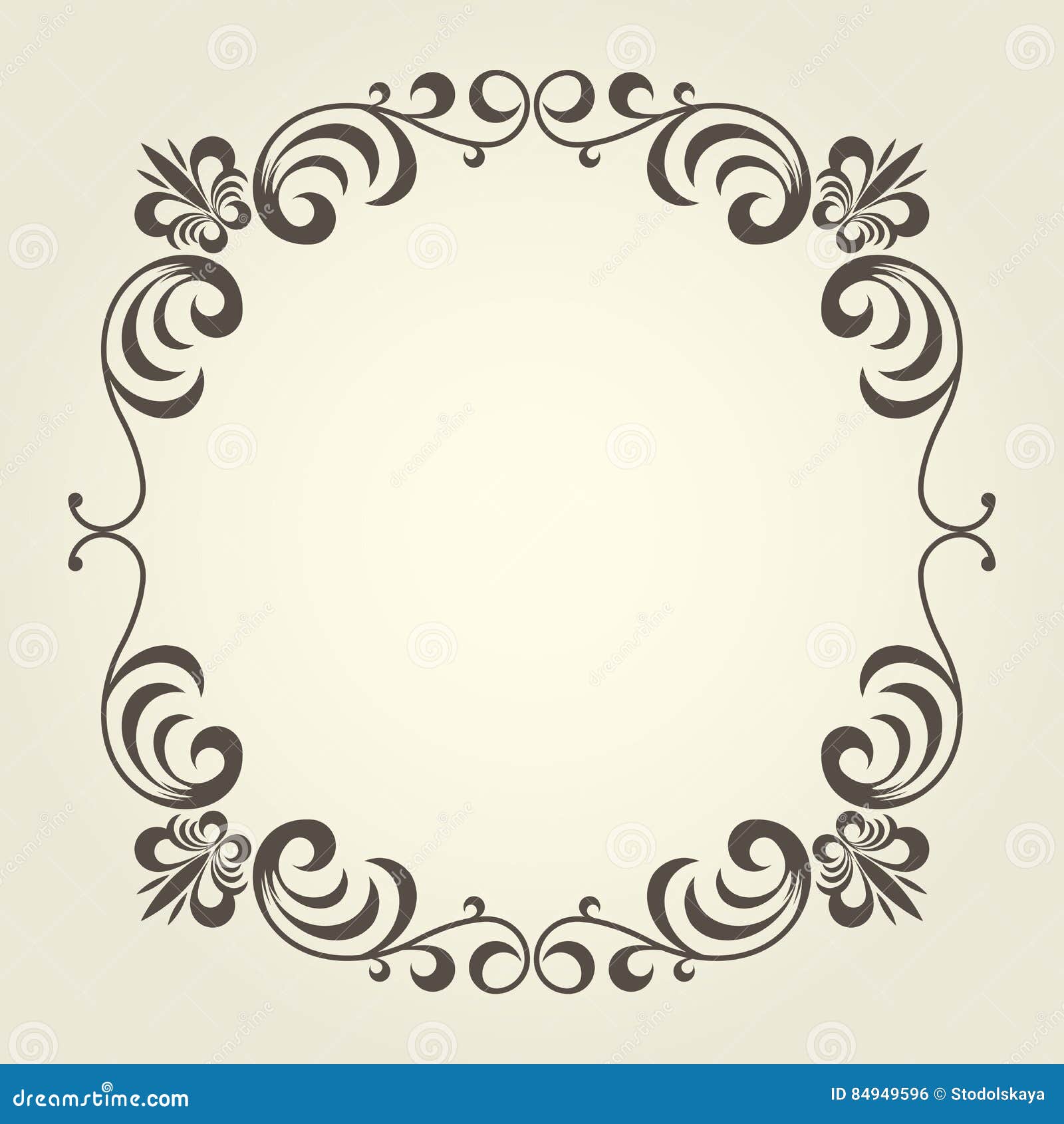 Flourish Square Frame with Ornate Curly Borders Stock Vector ...
