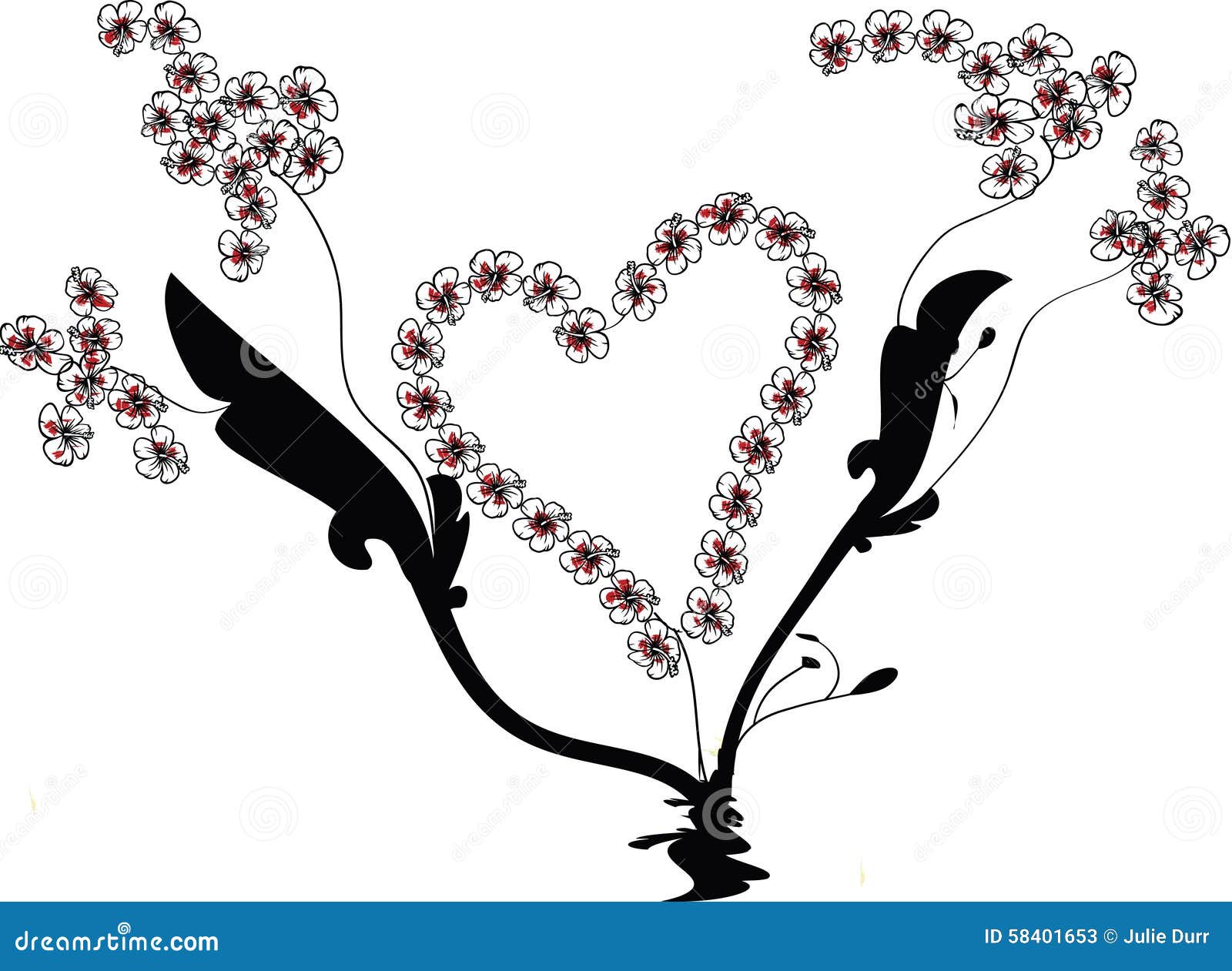 Flourish Vector with Heart Shape and Flower Vines Stock Vector ...