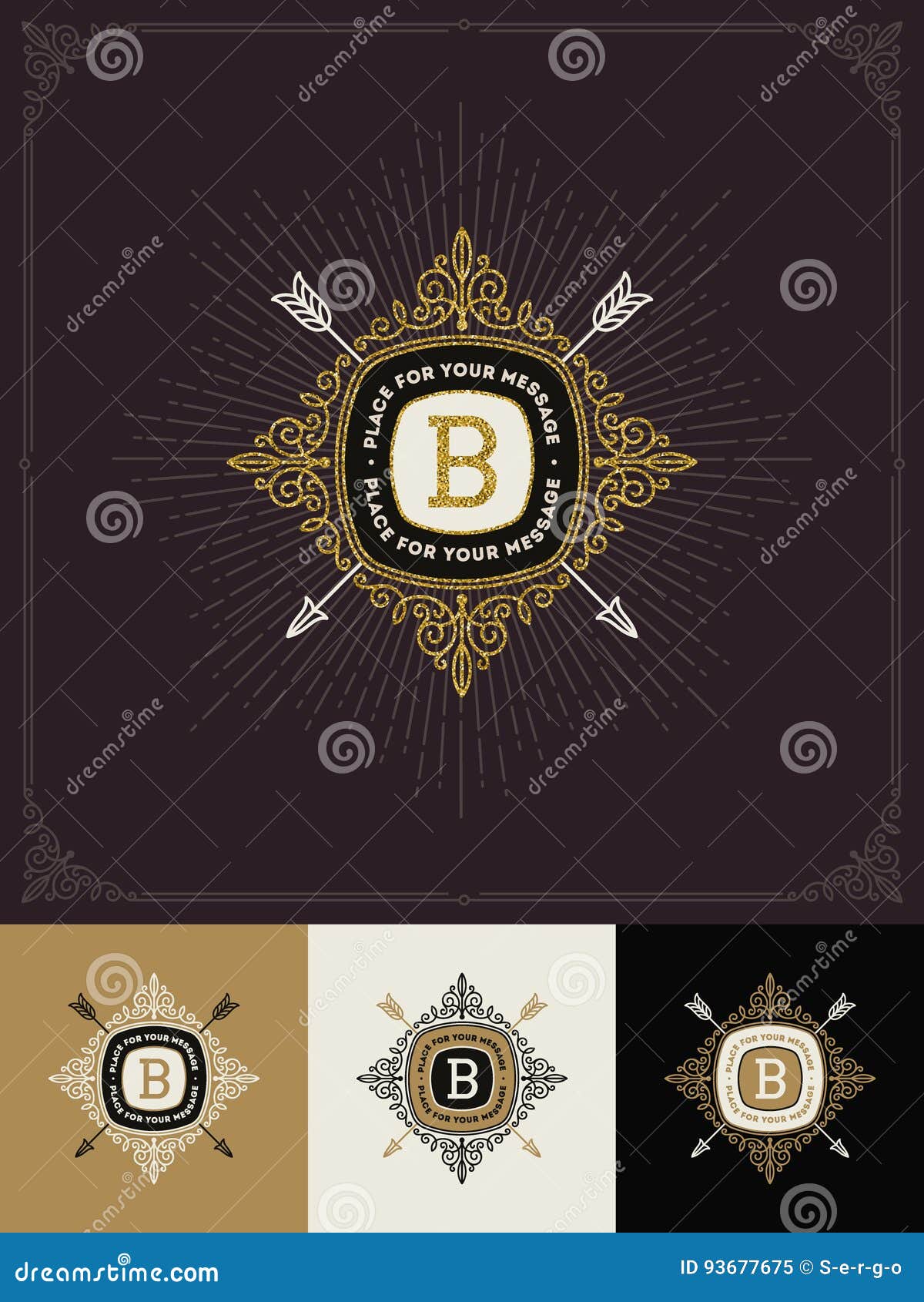 Gold Monogram. Letter M. Graceful Emblem Template. Simple Logo Design ...