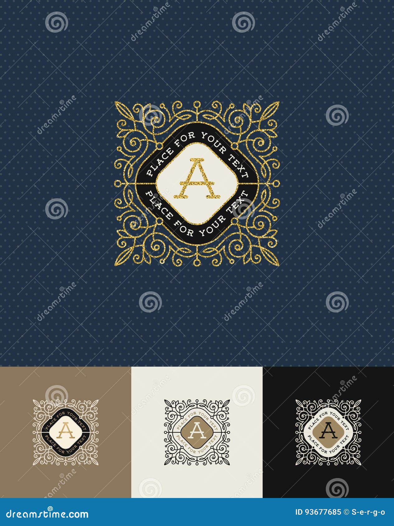 Gold Monogram. Letter M. Graceful Emblem Template. Simple Logo Design ...