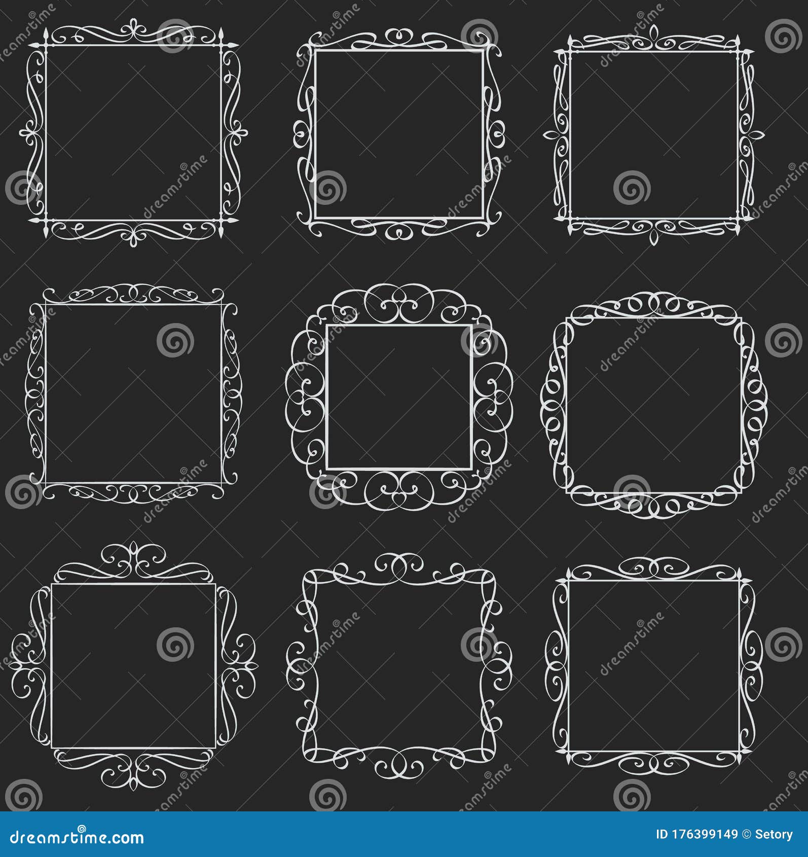 Flourishes square frames stock vector. Illustration of document - 176399149