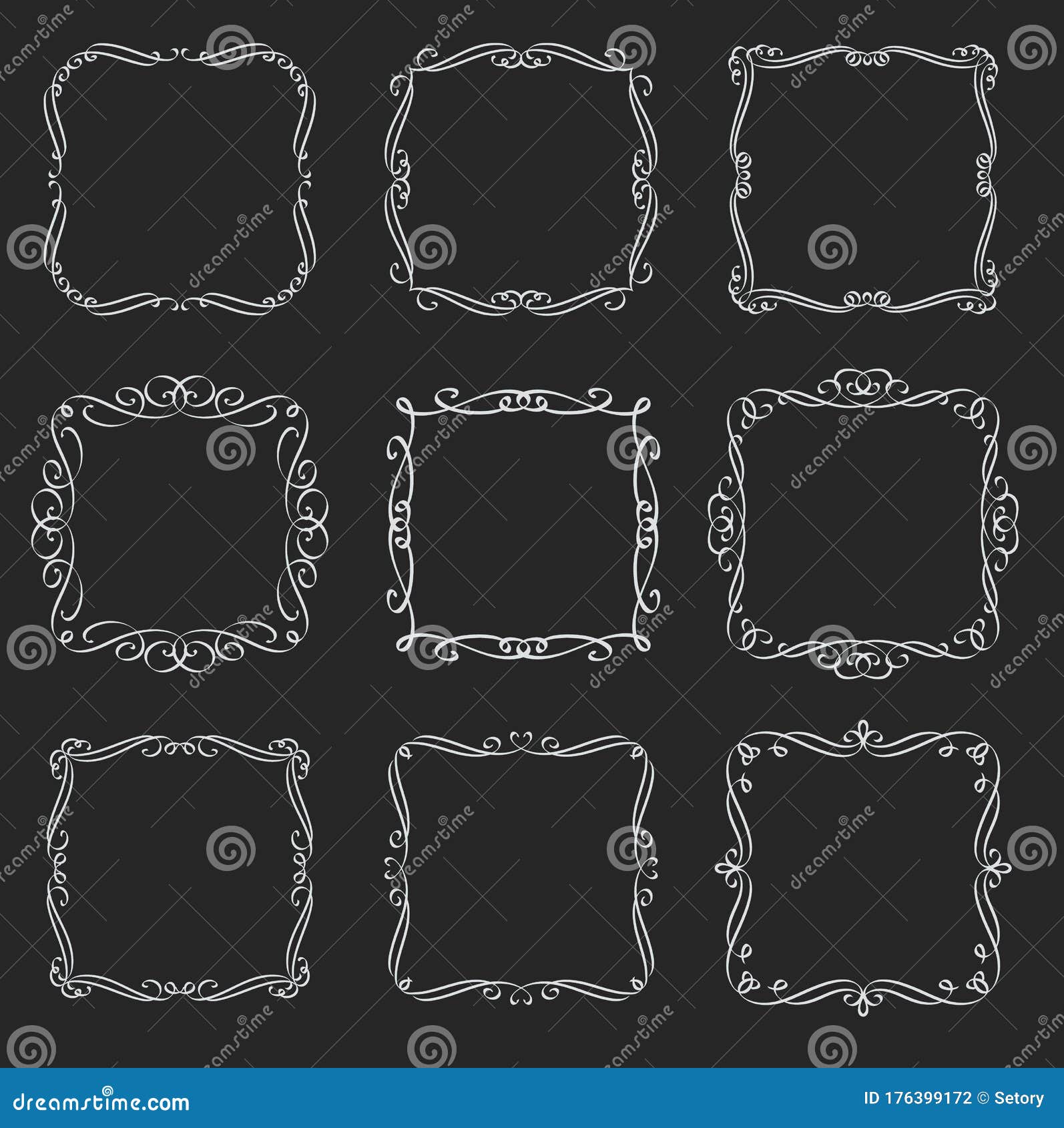 Flourishes square frames stock vector. Illustration of curl - 176399172