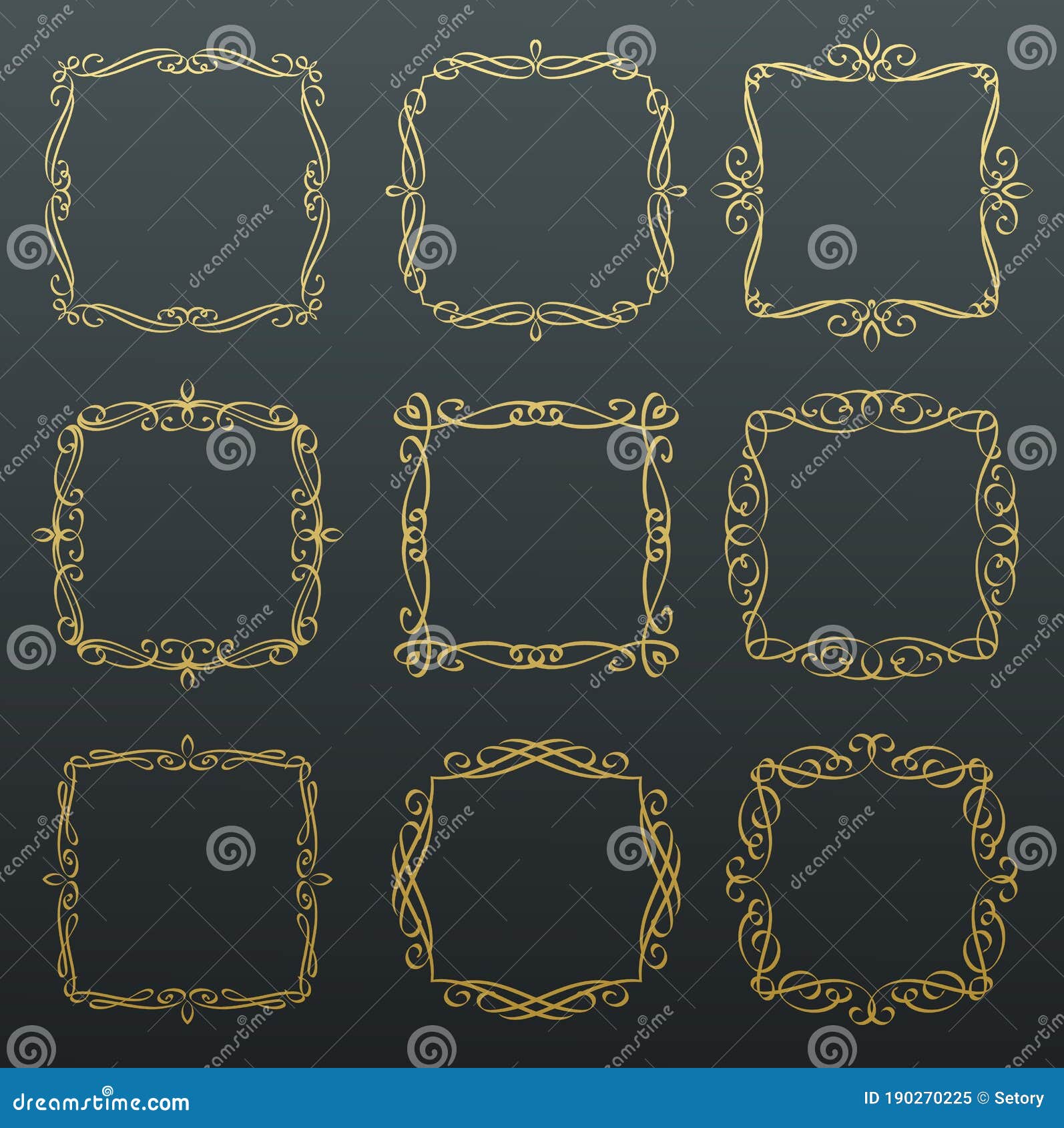 Flourishes Vintage Frames Set. Stock Vector - Illustration of ...