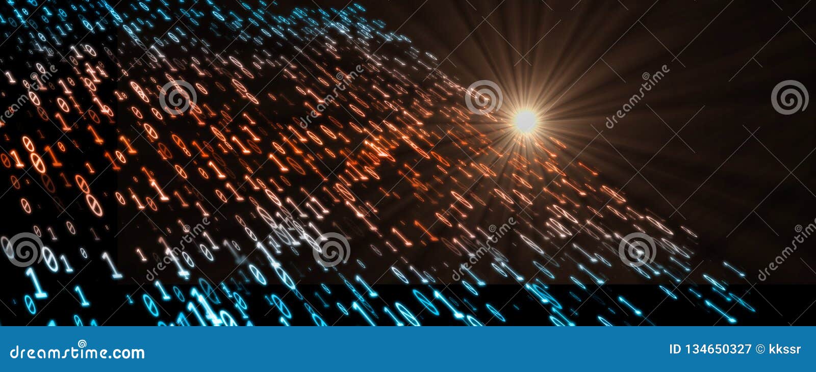 Flow Of Binary Data Zero And One Digits Flowing In Solid Dark