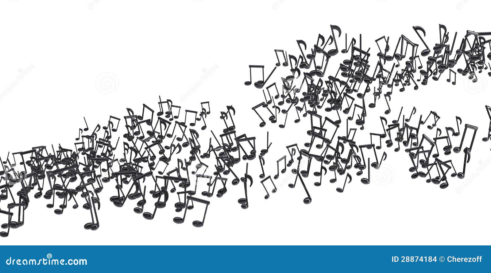 The Flow of Black Musical Notes Stock Illustration - Illustration of ...
