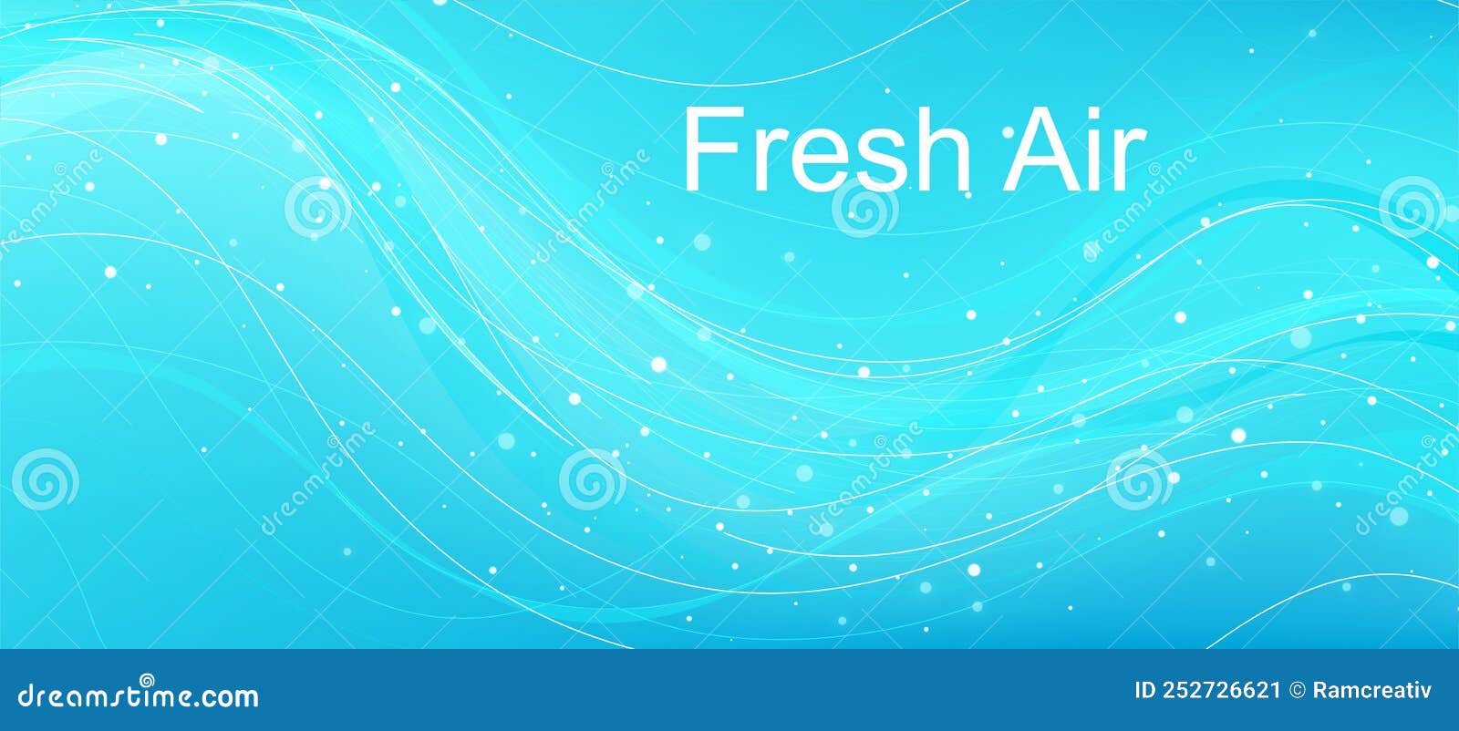 Flow of Blue Waves with Bubbles, Fresh Air. Blue Wavy Background with ...