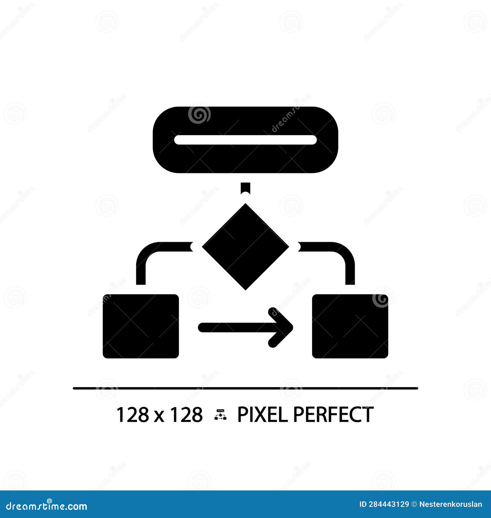 Flow Chart Black Glyph Icon Stock Vector - Illustration of plan ...