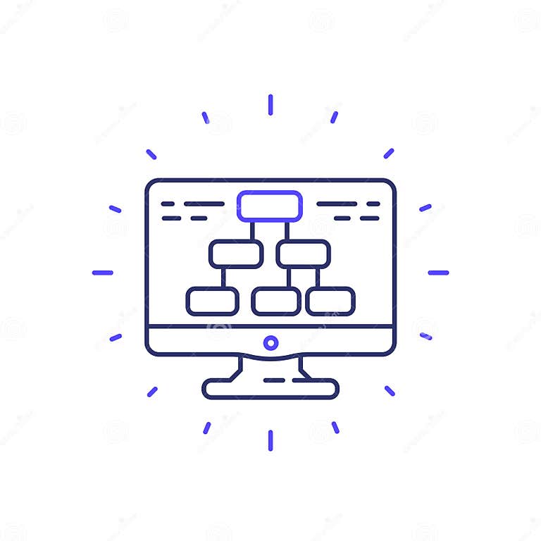 Flow Chart in Computer Line Icon Stock Vector - Illustration of ...