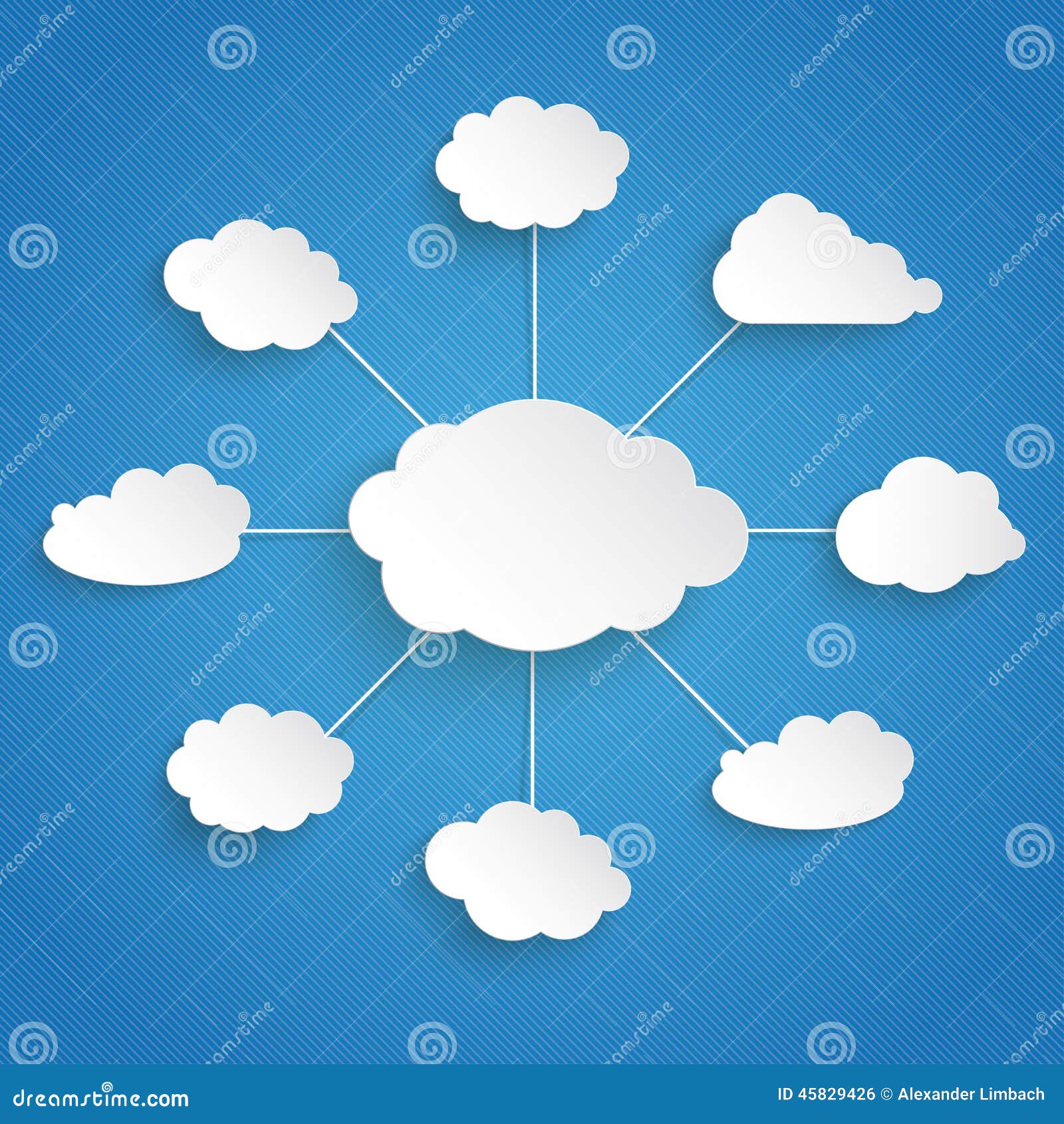 Flow Chart Connected Clouds Blue Sky Stock Vector - Illustration of ...