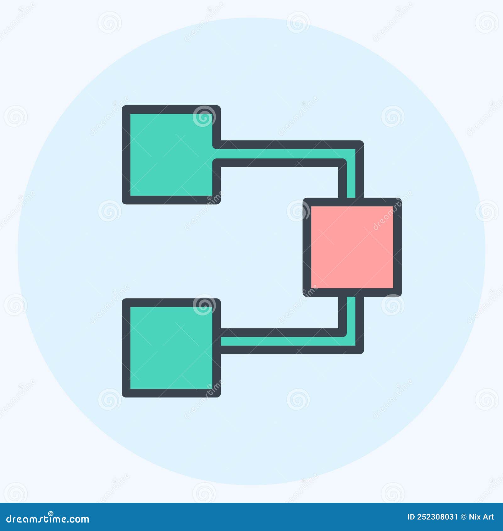 Flow Chart Icon in Trendy Color Mate Style Isolated on Soft Blue ...