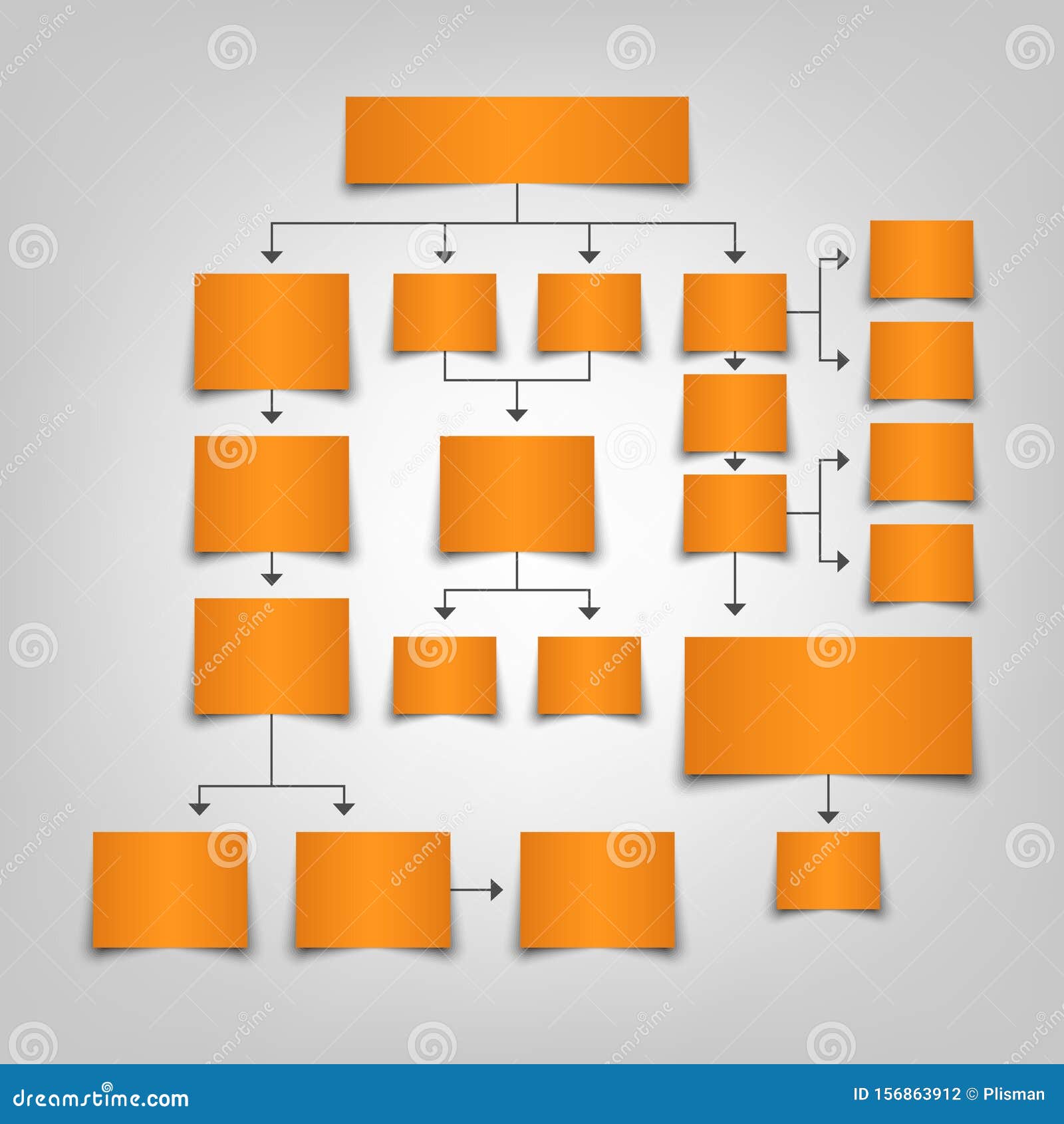 Flow Chart Organization Plan in Orange Design Template Stock Vector ...