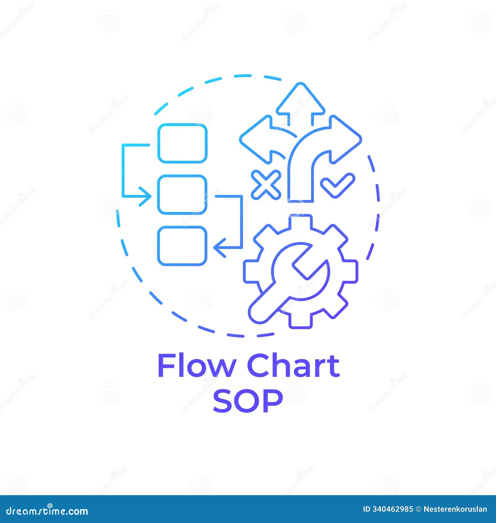 Flow Chart Sop Blue Gradient Concept Icon Cartoon Vector ...