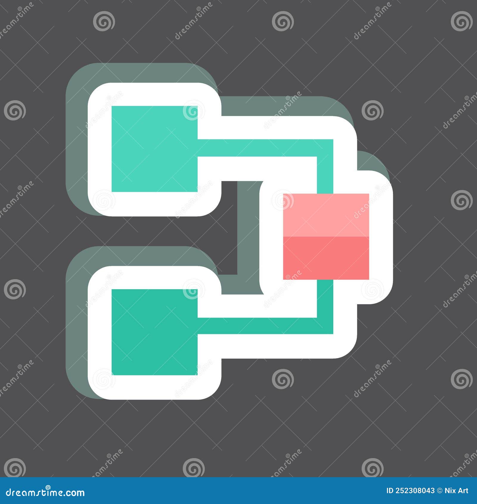 Flow Chart Sticker in Trendy Isolated on Black Background Stock ...