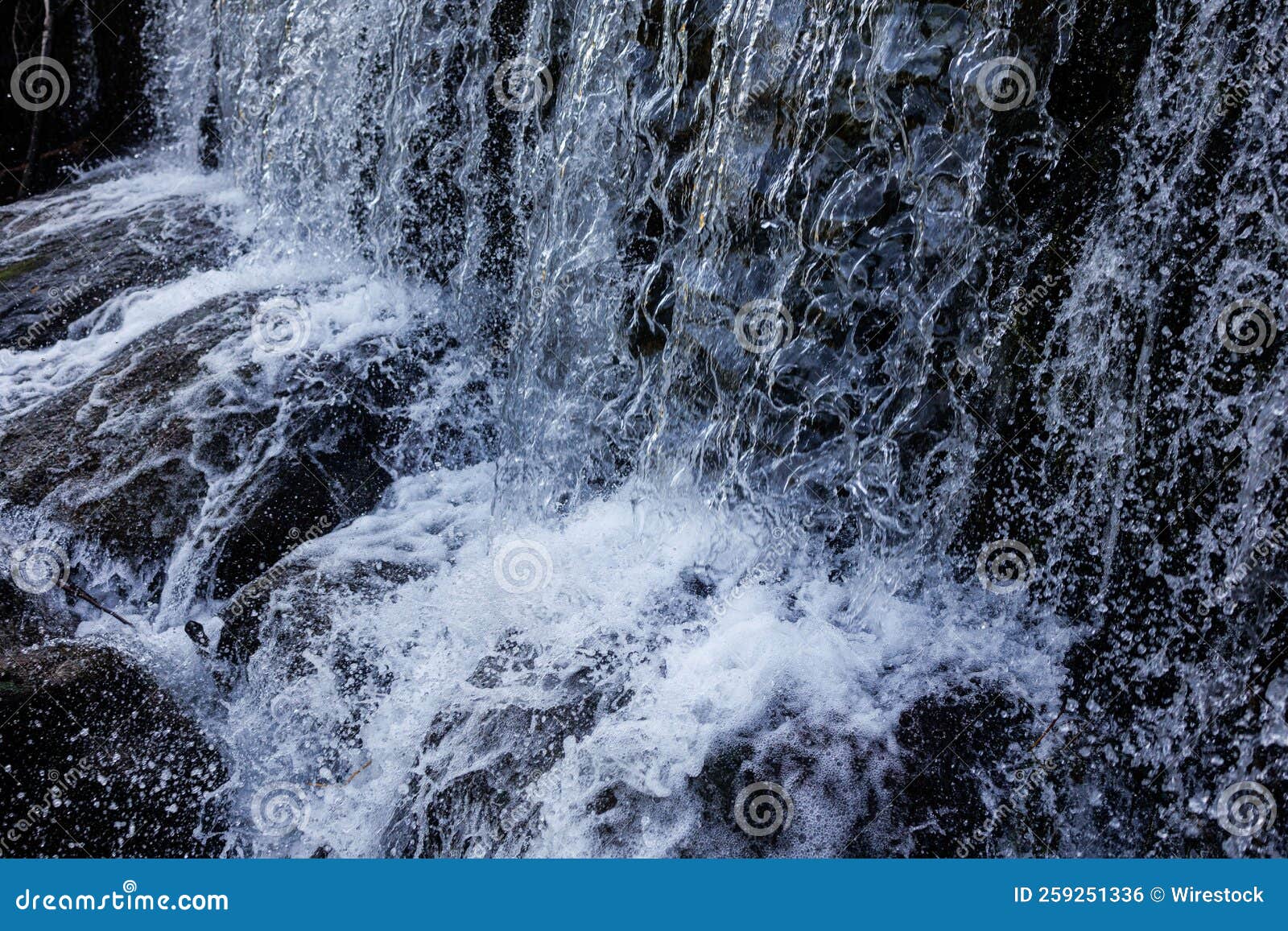 Flow of Clean Water in the Waterfall through Stones, Close-up ...