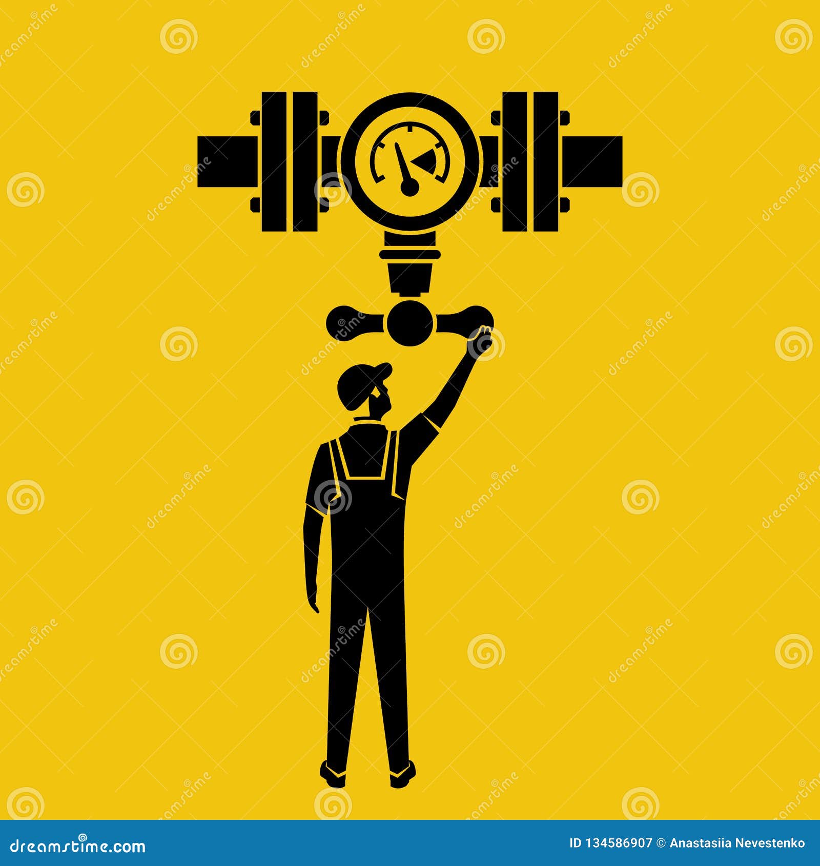 Flow control black icon stock vector. Illustration of pipe - 134586907