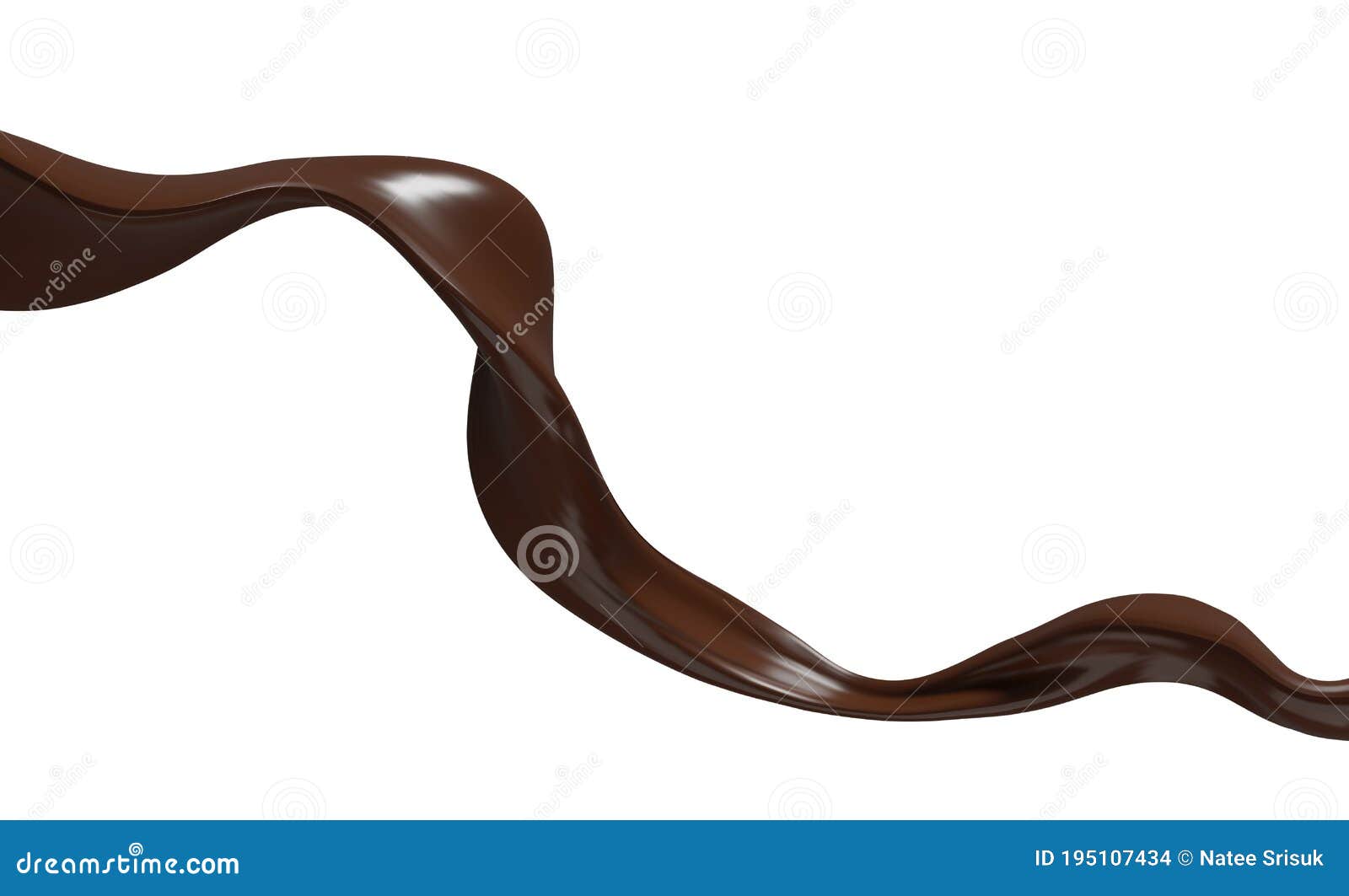Flow of Dark Chocolate Isolated on White Background 3d Render Stock ...