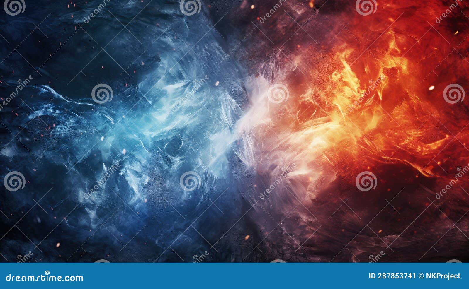 The Flow of Fire and Ice Touches in the Middle. Colored Background ...