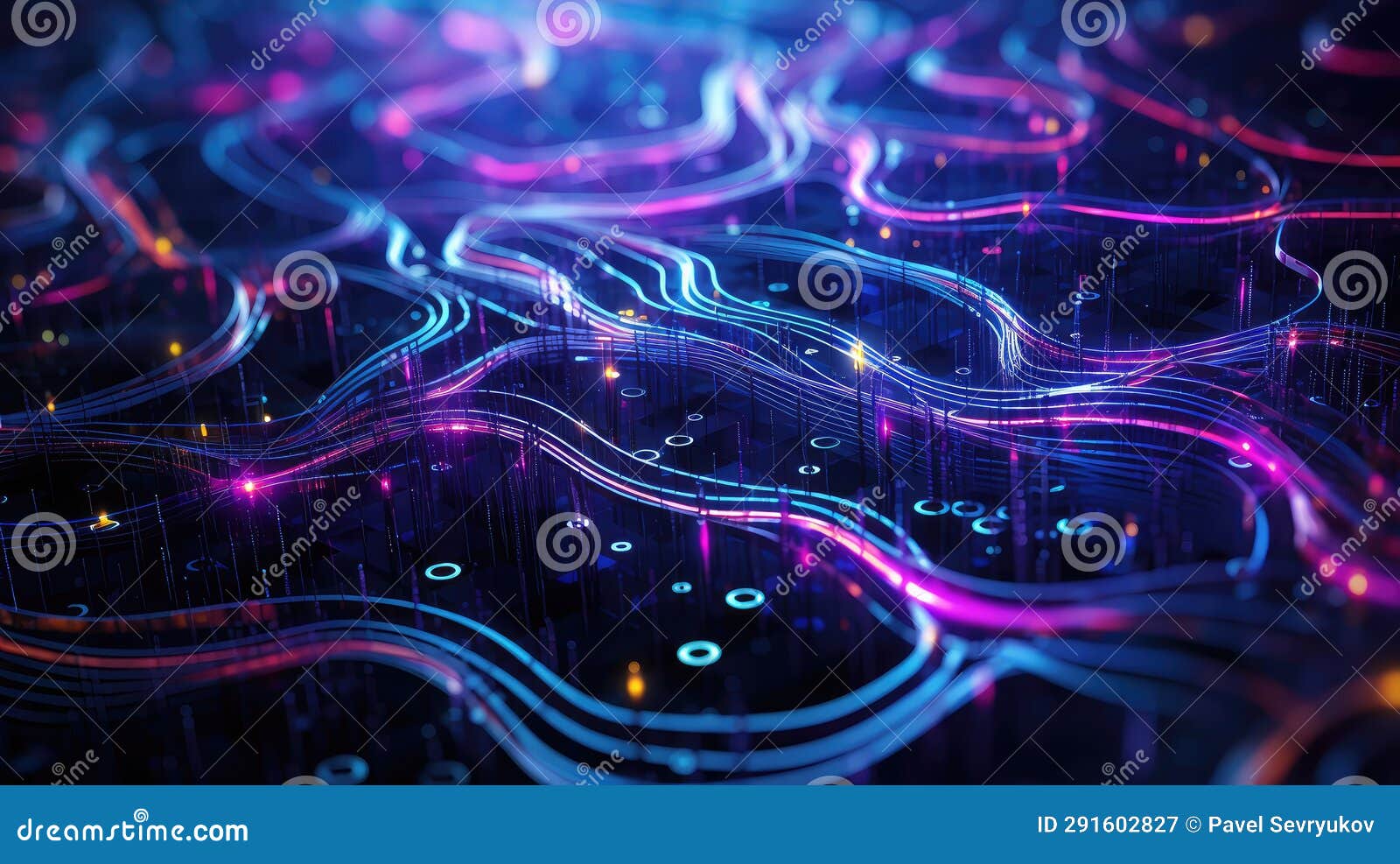 Flow Futuristic Data Stream Stock Illustration - Illustration of glow ...