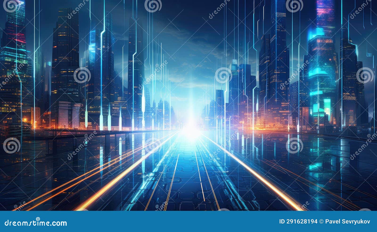 Flow Futuristic Data Stream Stock Illustration - Illustration of tech ...
