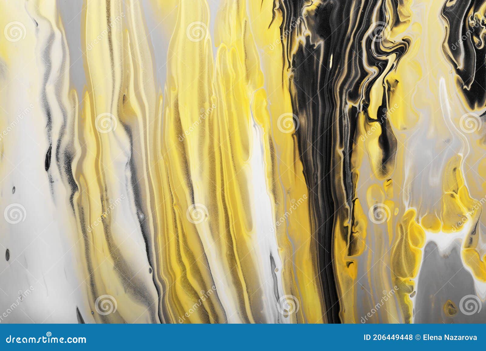 Flow of Gray and Yellow Paint. Marble Effect Background or Texture ...