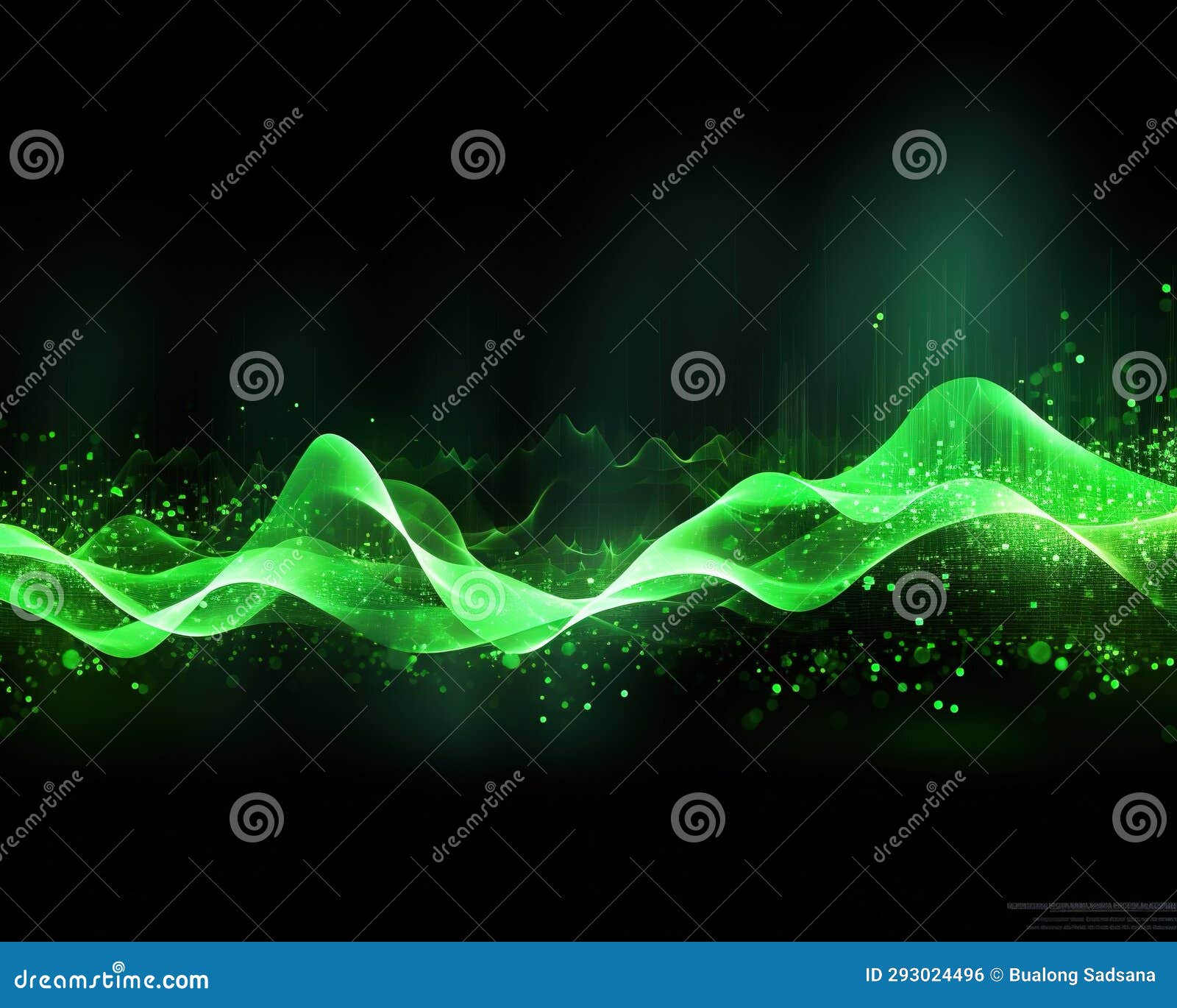Flow of Green Light in Waves for Texture Elements. Stock Illustration ...
