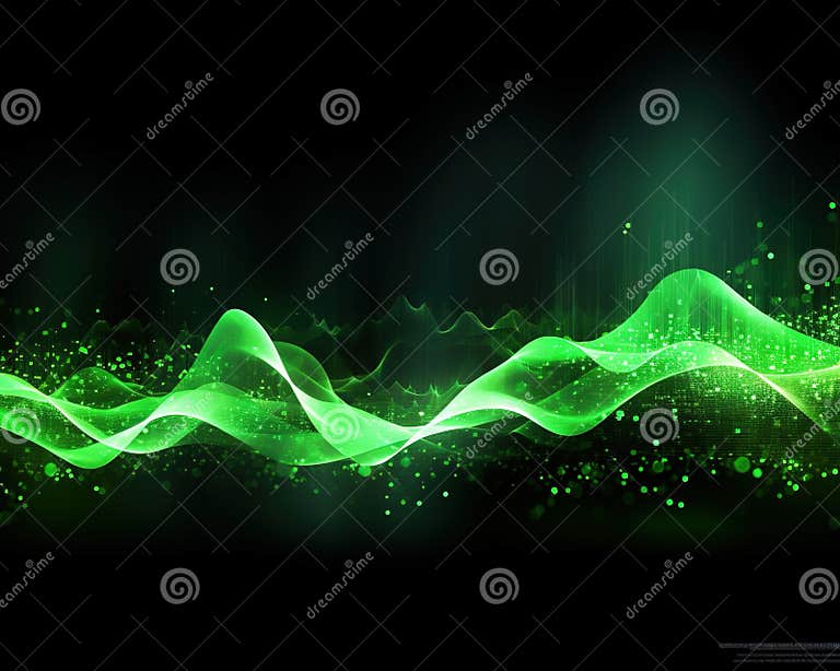 Flow of Green Light in Waves for Texture Elements. Stock Illustration ...