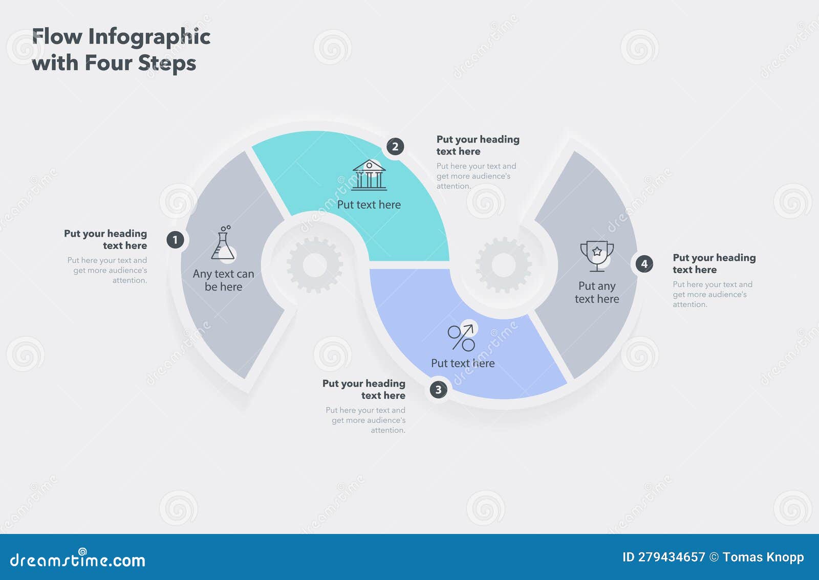 Flow Infographic Design Template with Four Colourful Steps Stock Vector ...