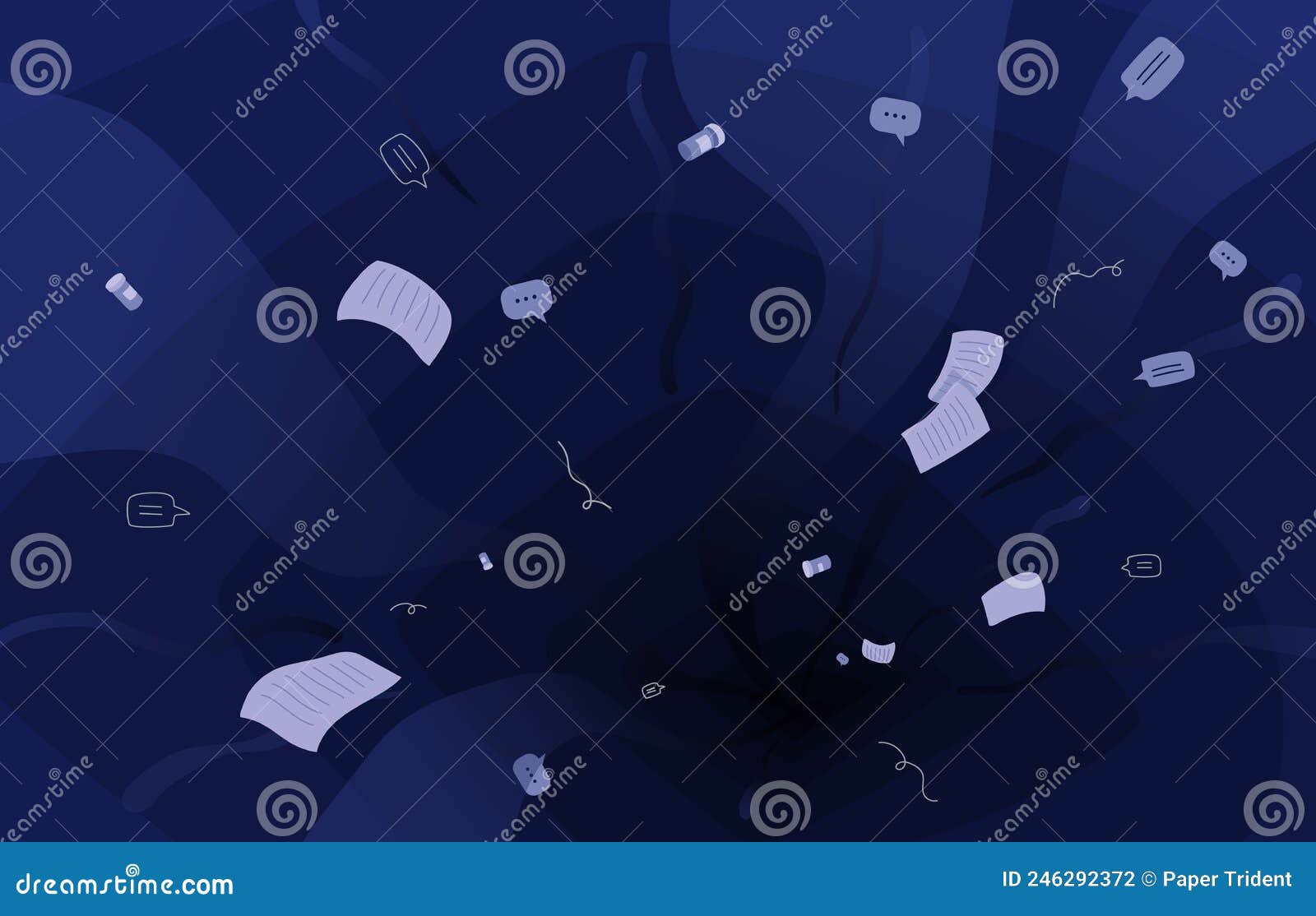 Flow of Many Paper Documents, Messages Falling into Eternal Deep Dark ...