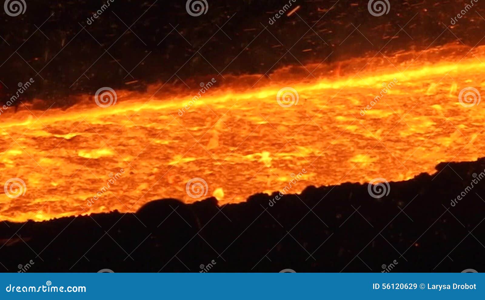 The flow of molten metal stock video. Video of glow, metal - 56120629
