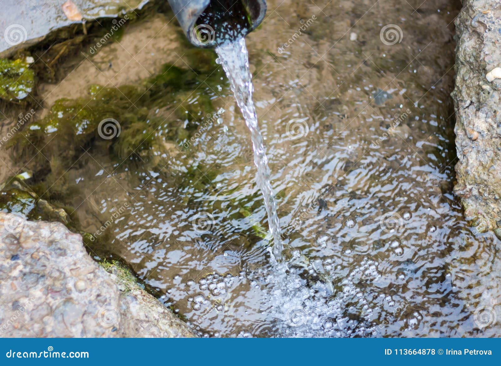 Flow of Natural Spring Water Stock Photo - Image of closeup, falling ...