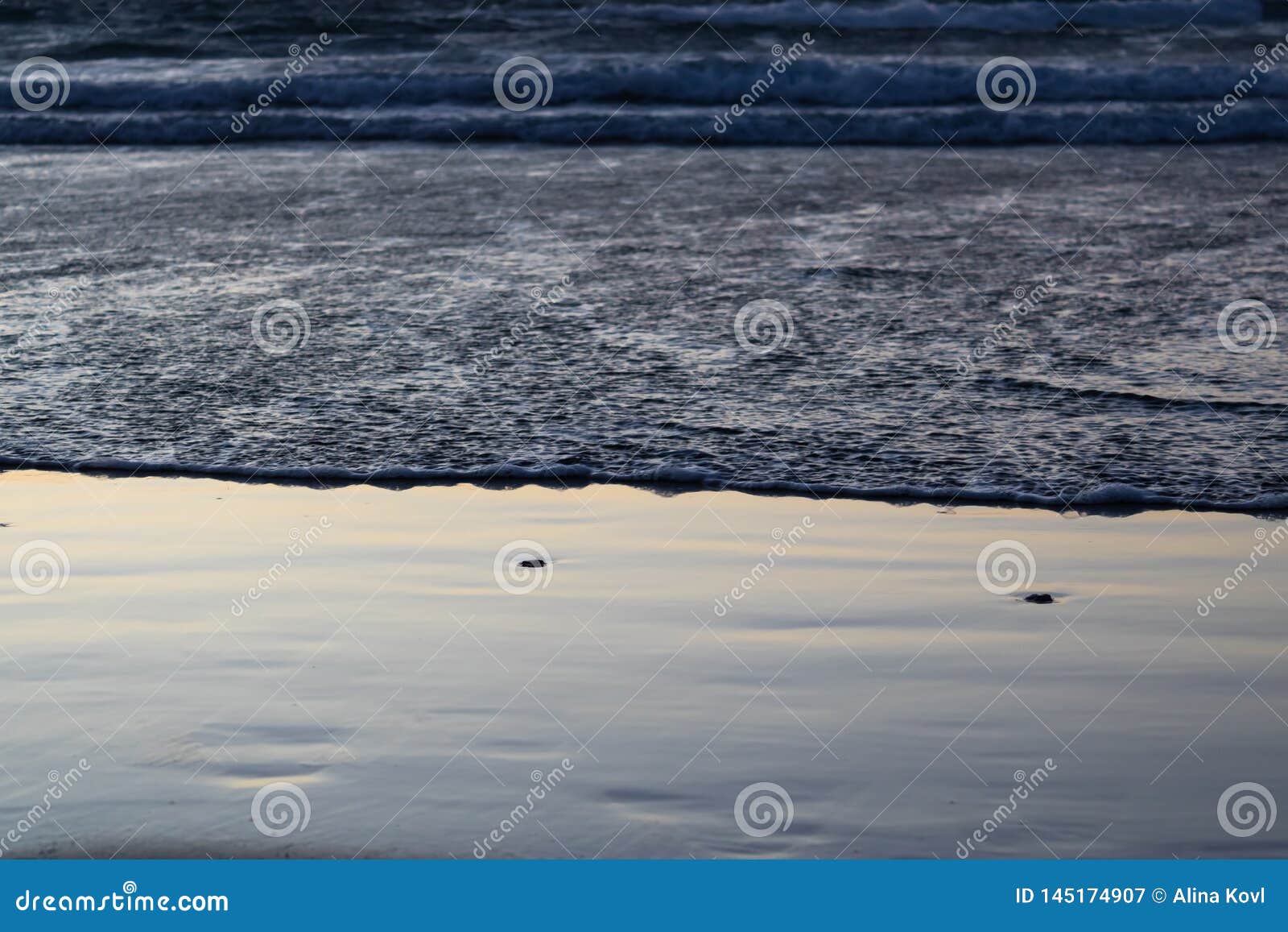 The Flow of Ocean Water Closeup at the Sunset, Water Background - Image ...