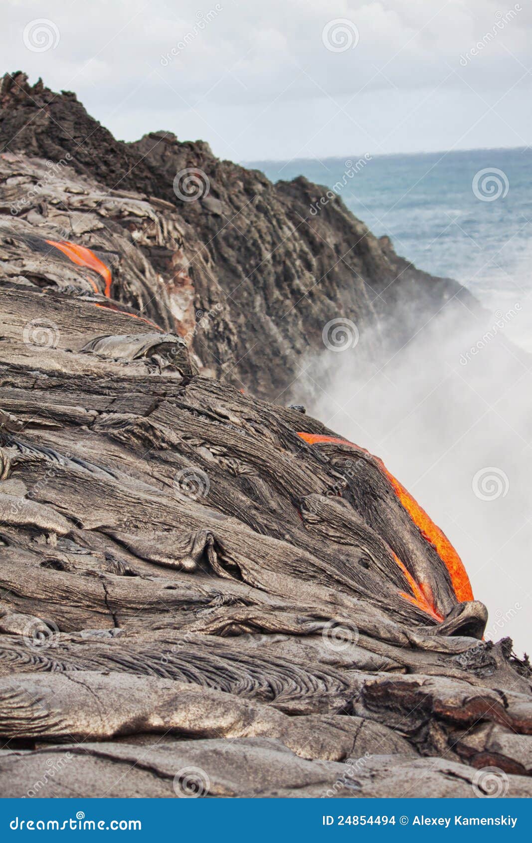 Flow of red hot lava stock photo. Image of eruption, destruction - 24854494