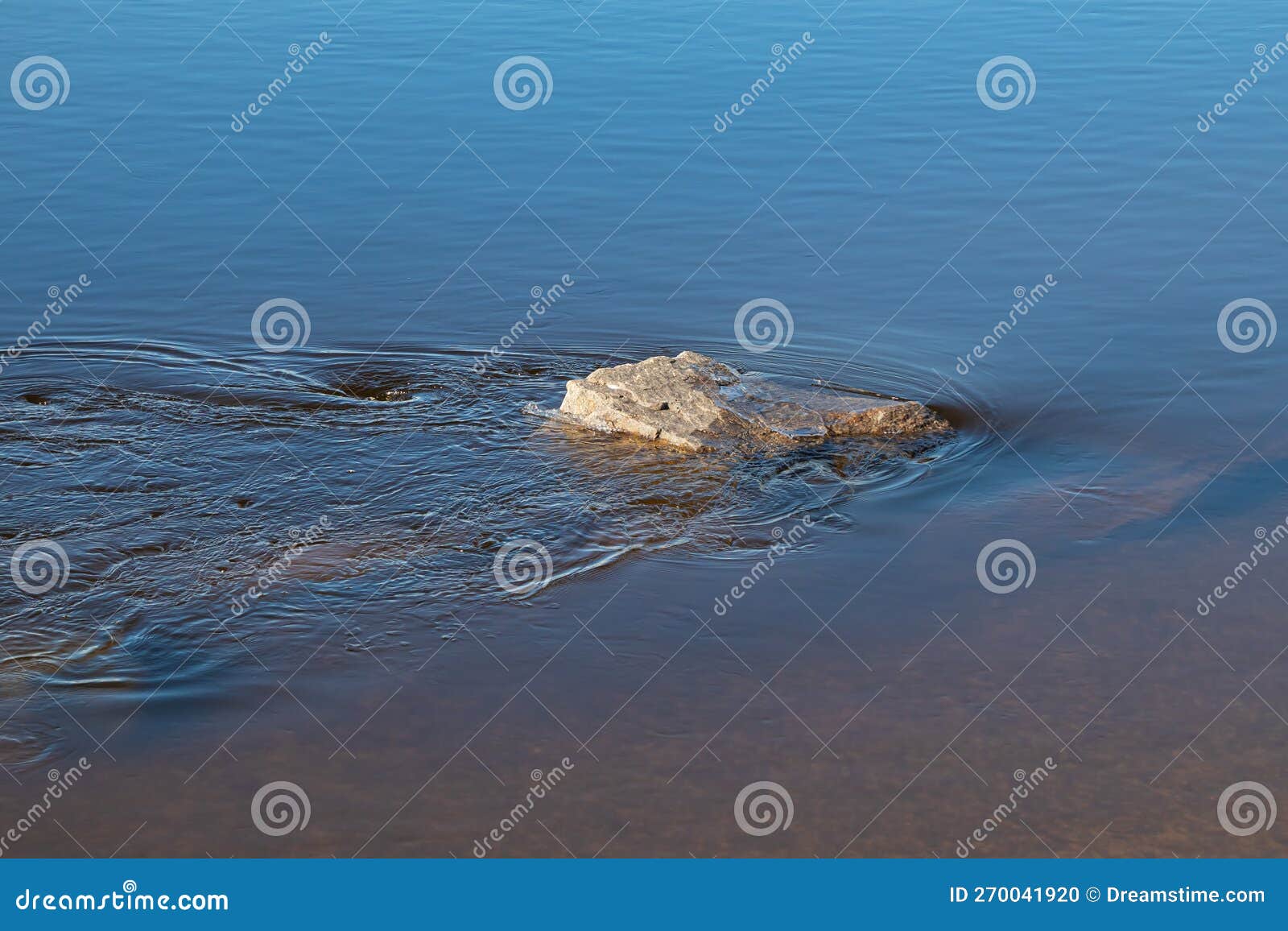 The Flow of the River Creates Turbulent Flows of Water Behind a Stone ...