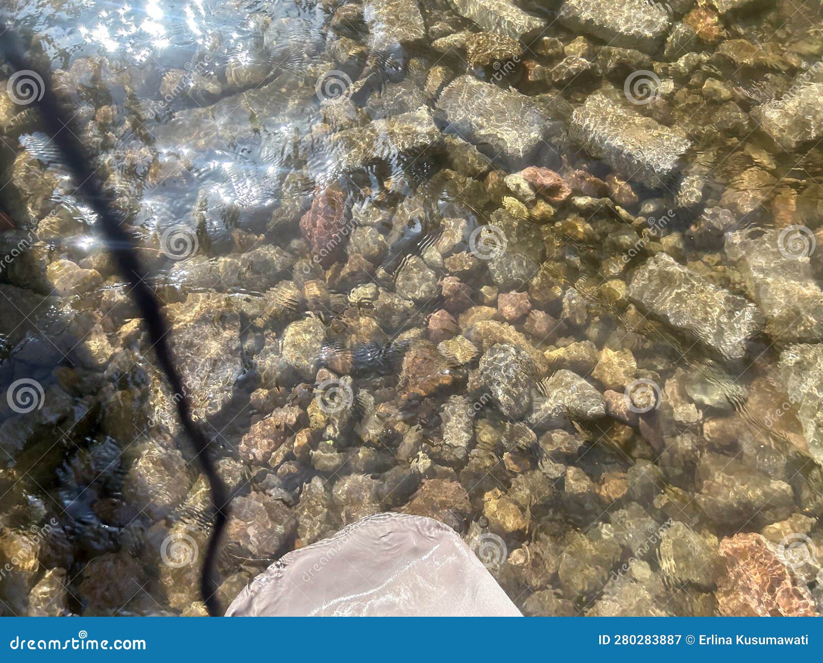 The Flow of River Water is Calm and Clear, with Large and Small Rocks ...