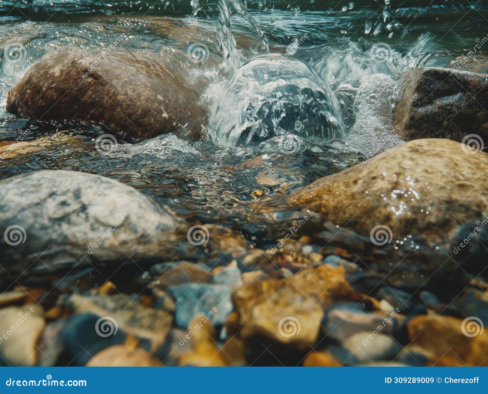 Flow of River Water Flowing between Cobblestones Stock Image - Image of ...