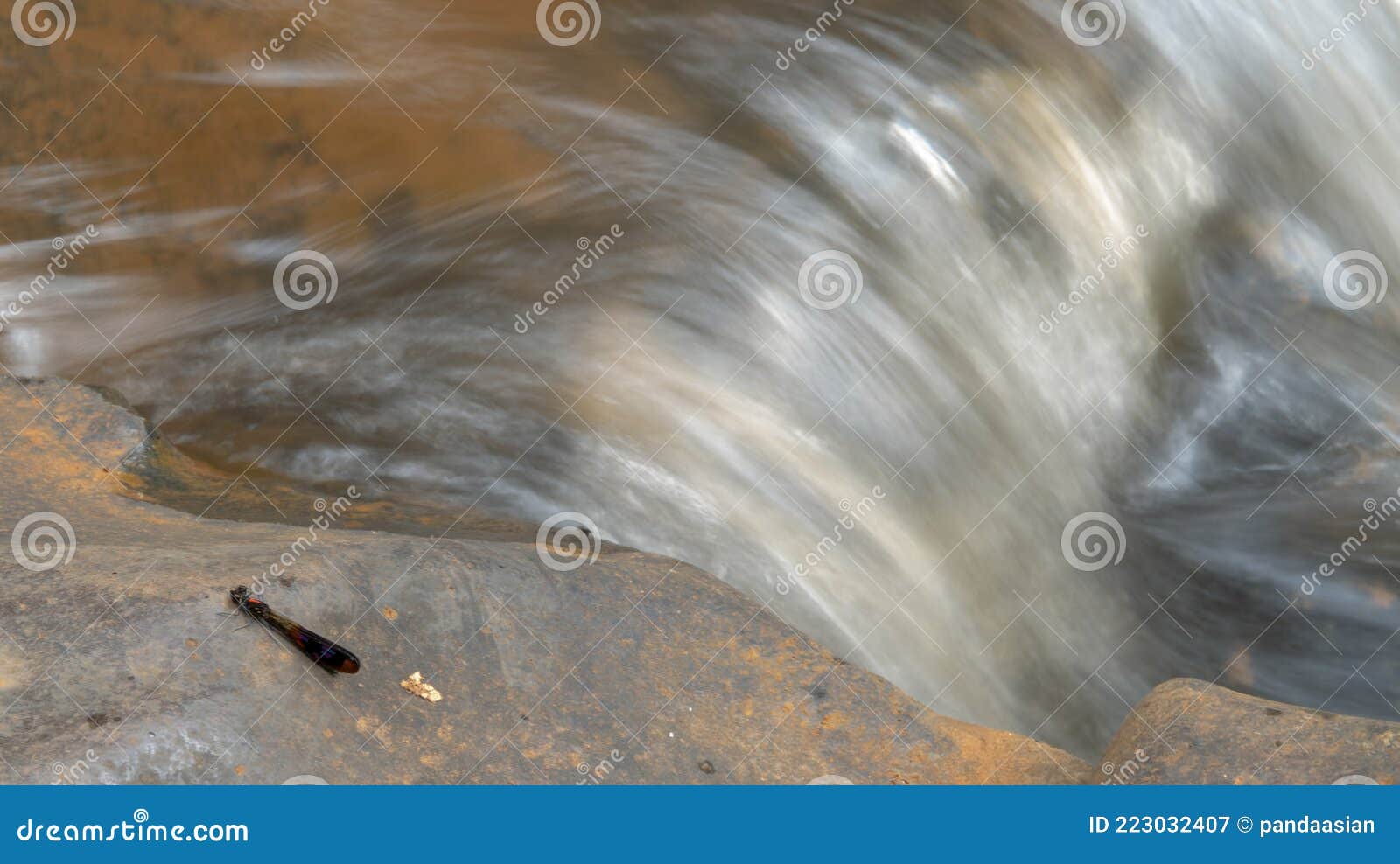 The Flow of River Water Flows To Form a Natural Waterfall Stock Image ...