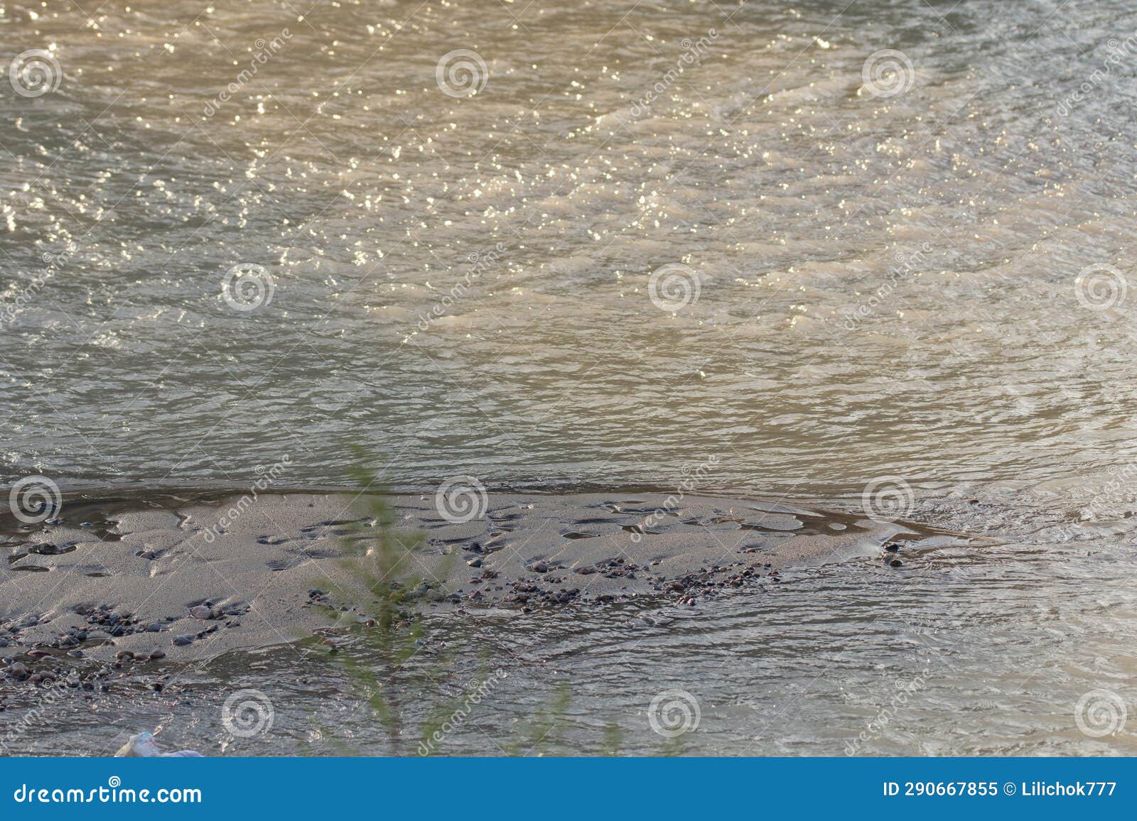 Flow of River Water, Sand Spit Stock Image - Image of flow, river ...