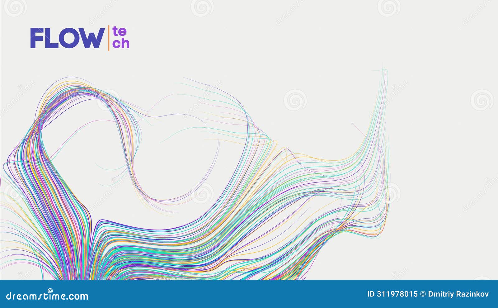 Flow Tech Multicolored Abstract Line Art on White Background Stock ...
